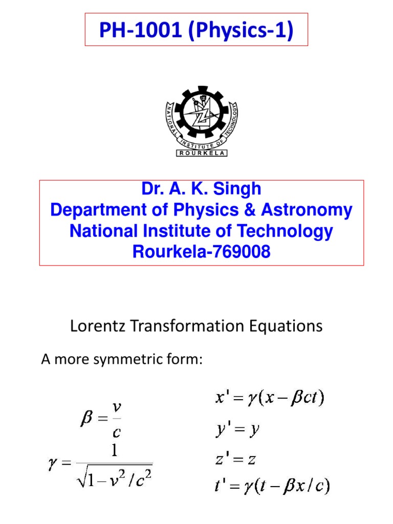 Lorentz Transformation and Time Dilation | PDF | Spacetime | Geometric ...