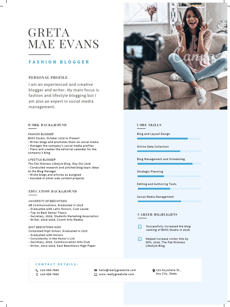 Light Blue and Gray Modern Resume | PDF