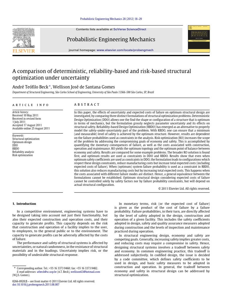 A Comparison Of Deterministic Reliability Based And Risk Based