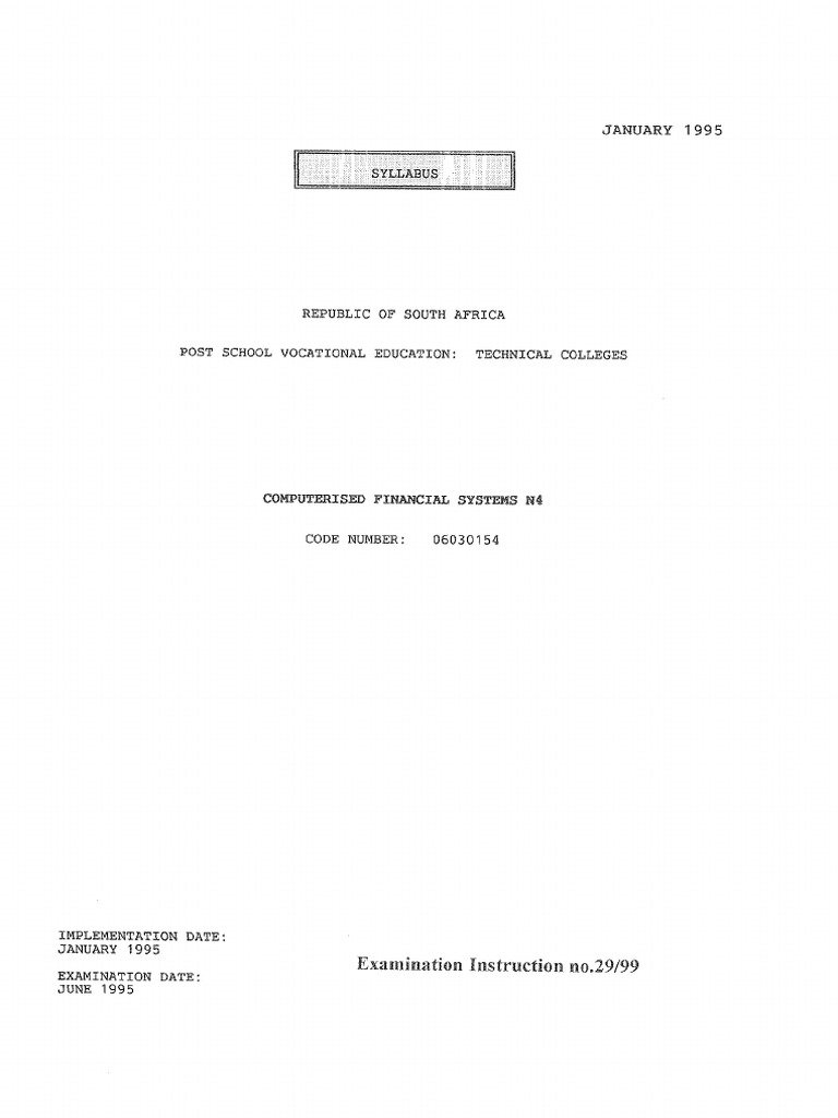 Computerised Financial Systems N4 | PDF