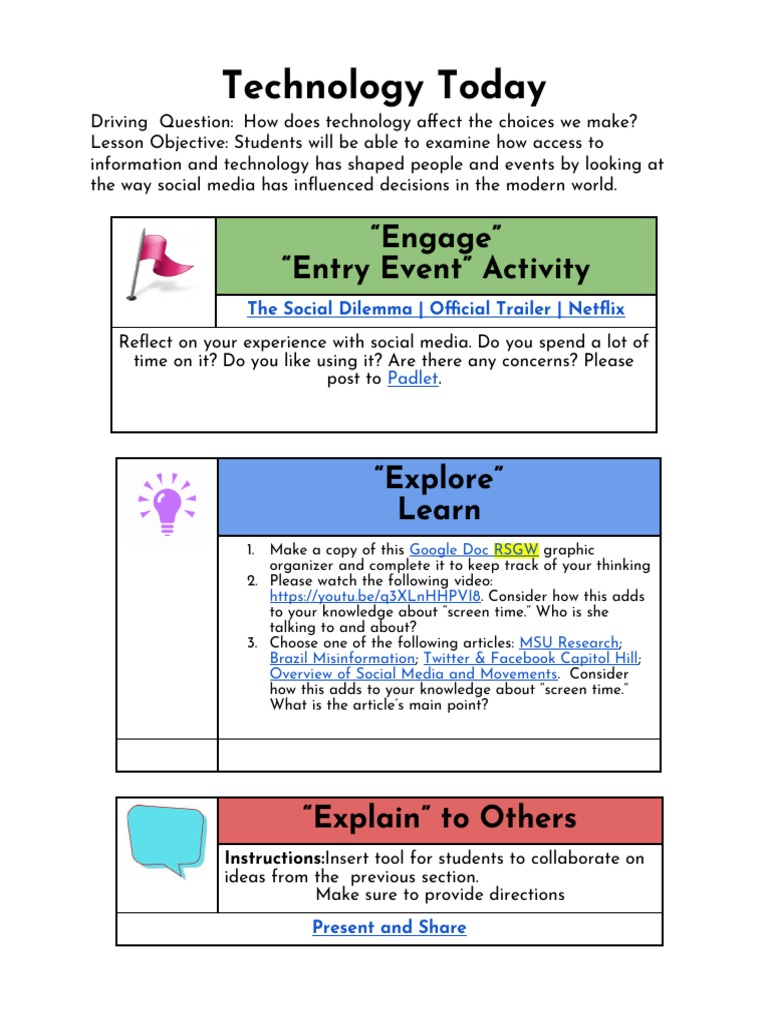 Tel 311 Inquiry Lesson Hyperdoc Template 2 | PDF | Social Media ...
