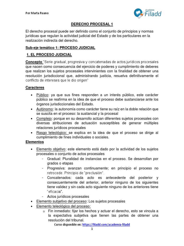 Conceptos fundamentales del derecho procesal: el proceso judicial, sus ...