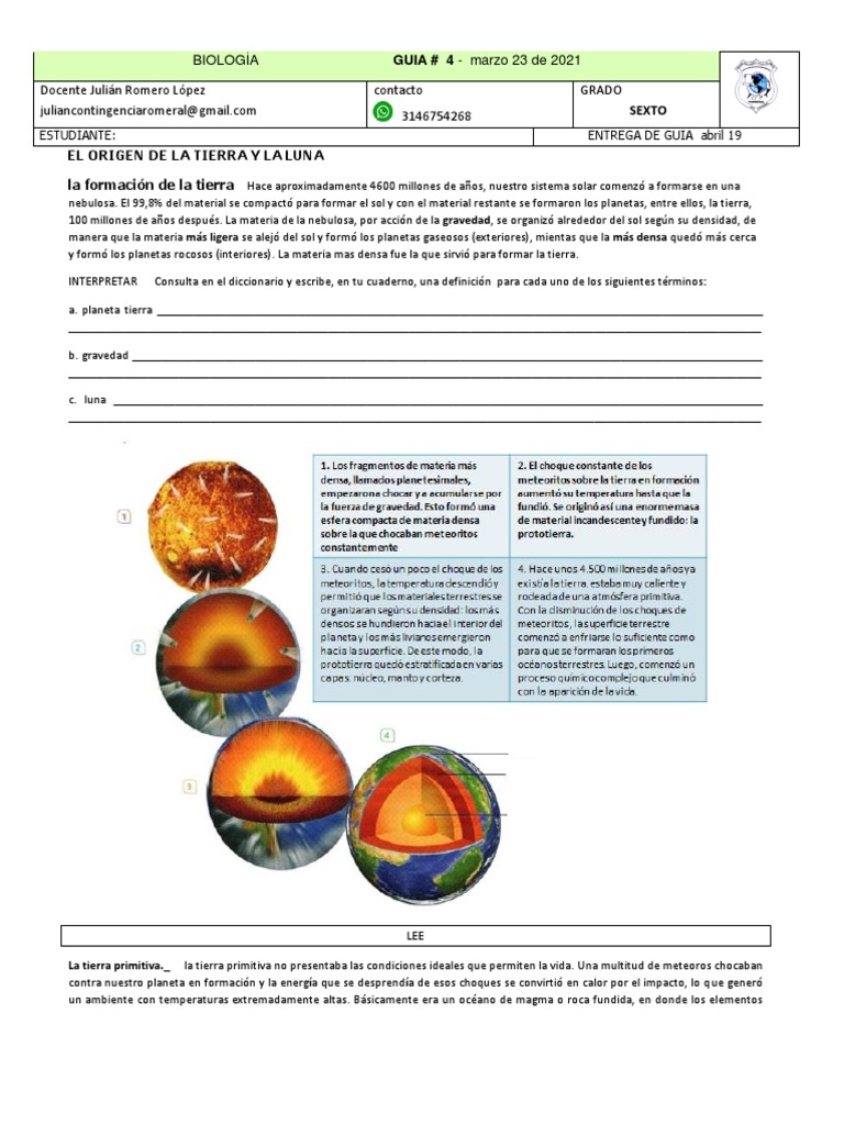 Guia 4 Grado Sexto | PDF | Tierra | Ciencia planetaria