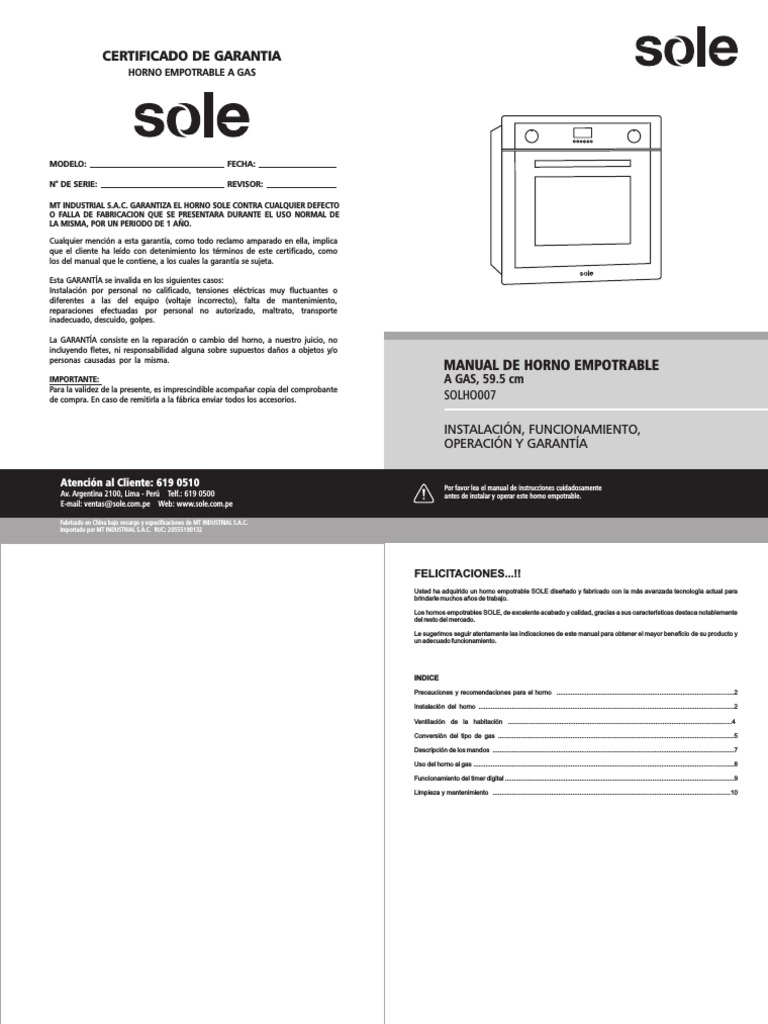 Manual Horno SOLHO007 | PDF | Enchufes y tomas de corriente alterna | Tornillo