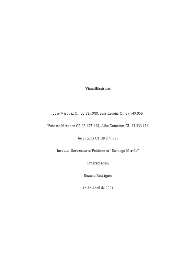 VisualBasic.Net | PDF | Ingeniería de software | Paradigmas de programación