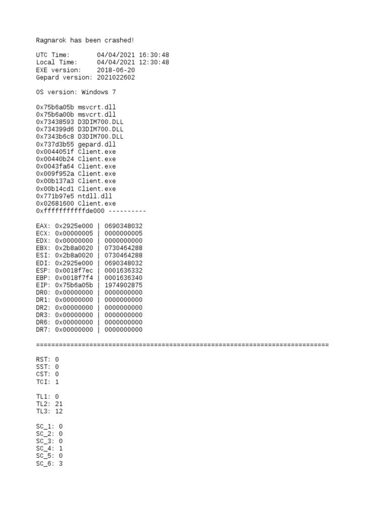 Game Crash Log | PDF | Desktop Environment | Microsoft Windows