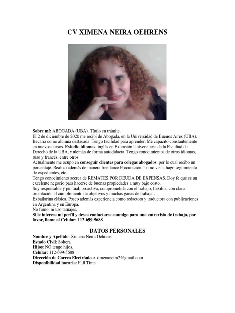 CV Ximena Neira. 18 de Enero 2021 | PDF | Educación avanzada