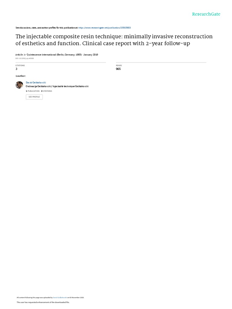 Injectable Resin for Esthetic Dentistry | PDF | Dental Composite ...