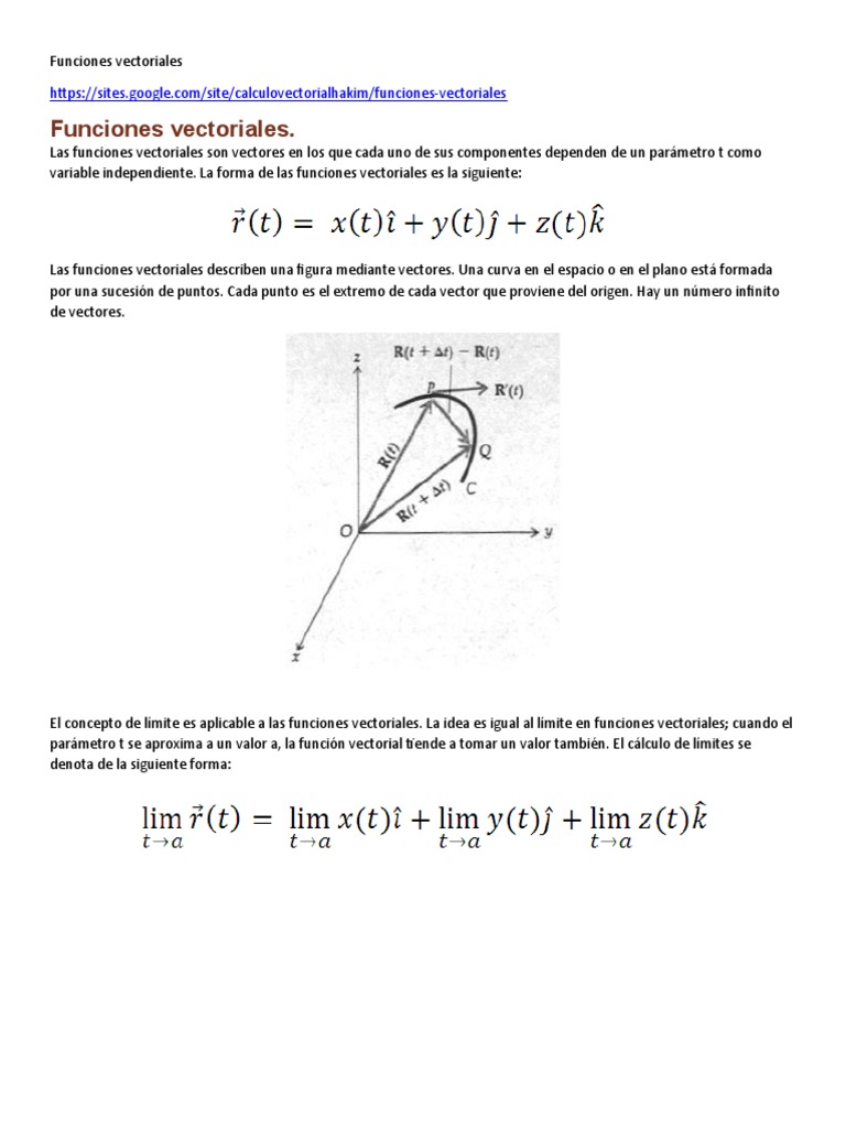 Funciones Vectoriales | PDF | Vector Euclidiano | Función (Matemáticas)