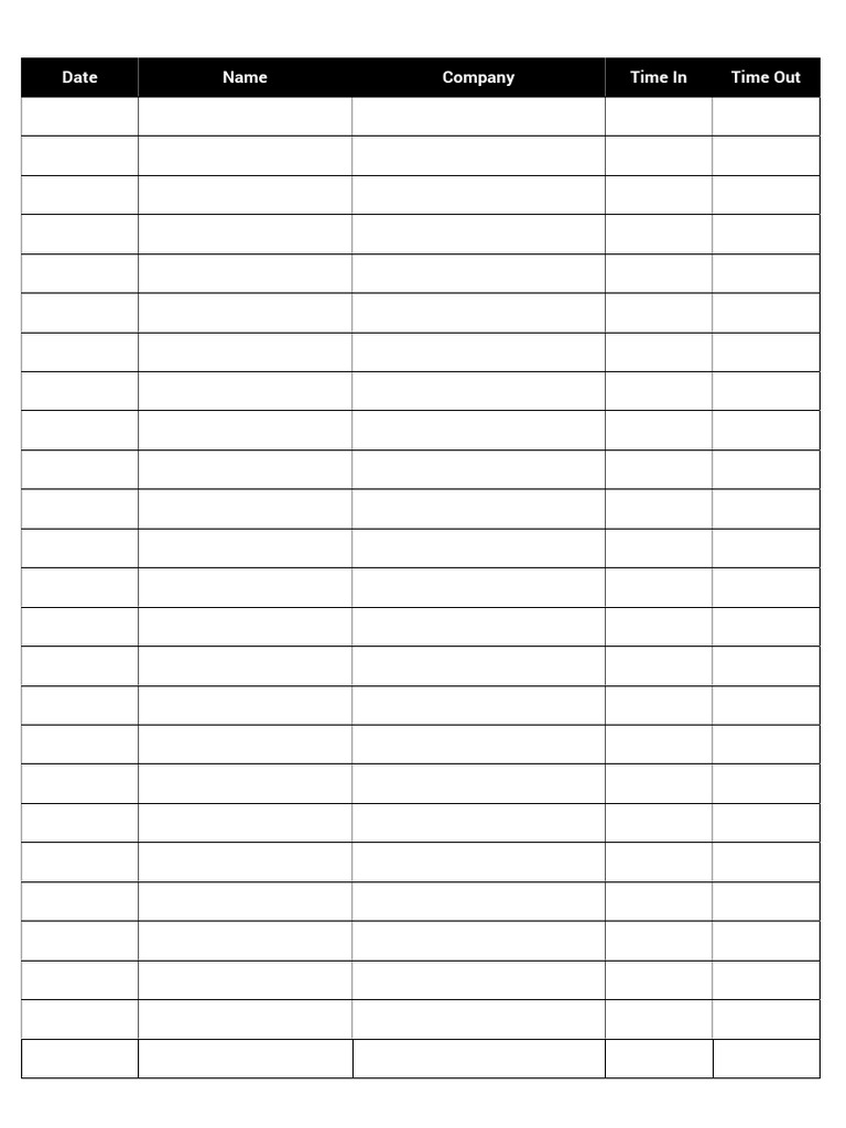 Site Sign in Sheet | PDF