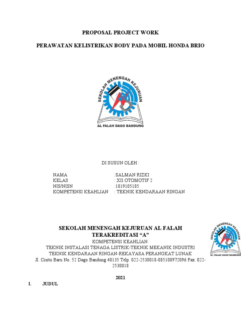 Proposal Projek Work TKR | PDF