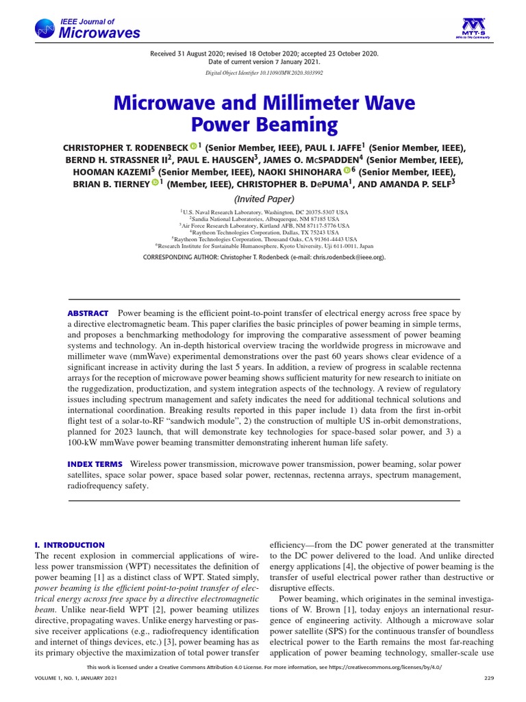 Microwave and Millimeter Wave Power Beaming | PDF | Microwave ...