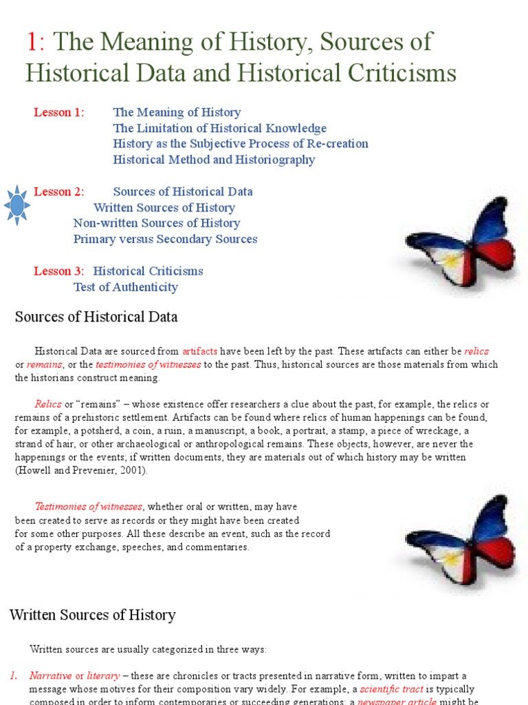 002 PPT GEC102 Sources of Historical Data | PDF | Artifact (Archaeology ...