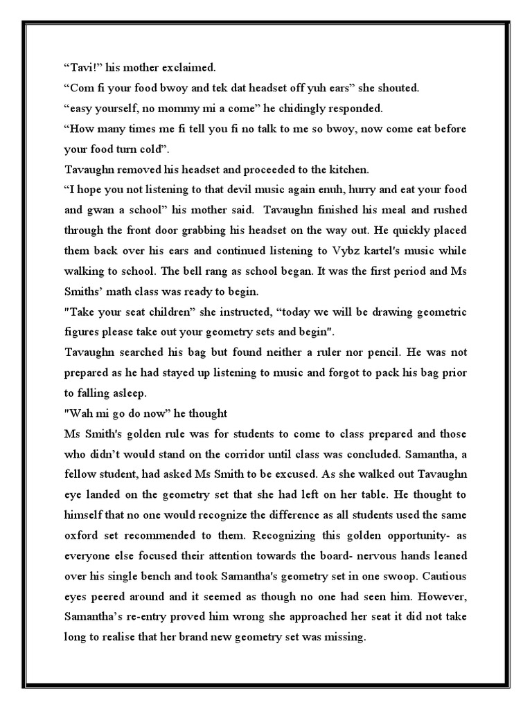 Cape Communication Studies IA Story Sample | PDF