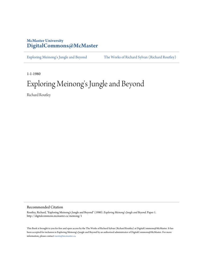 Richard Routley - Exploring Meinong's Jungle and Beyond - Australian ...