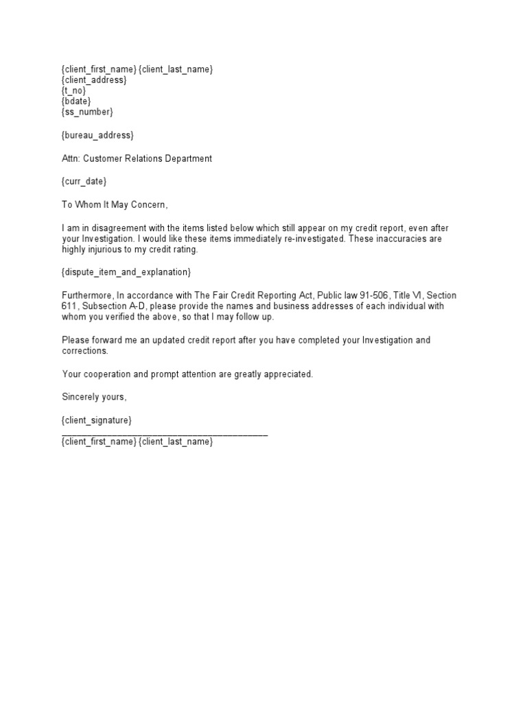 Dispute After Investigation The Prove It Letter | PDF