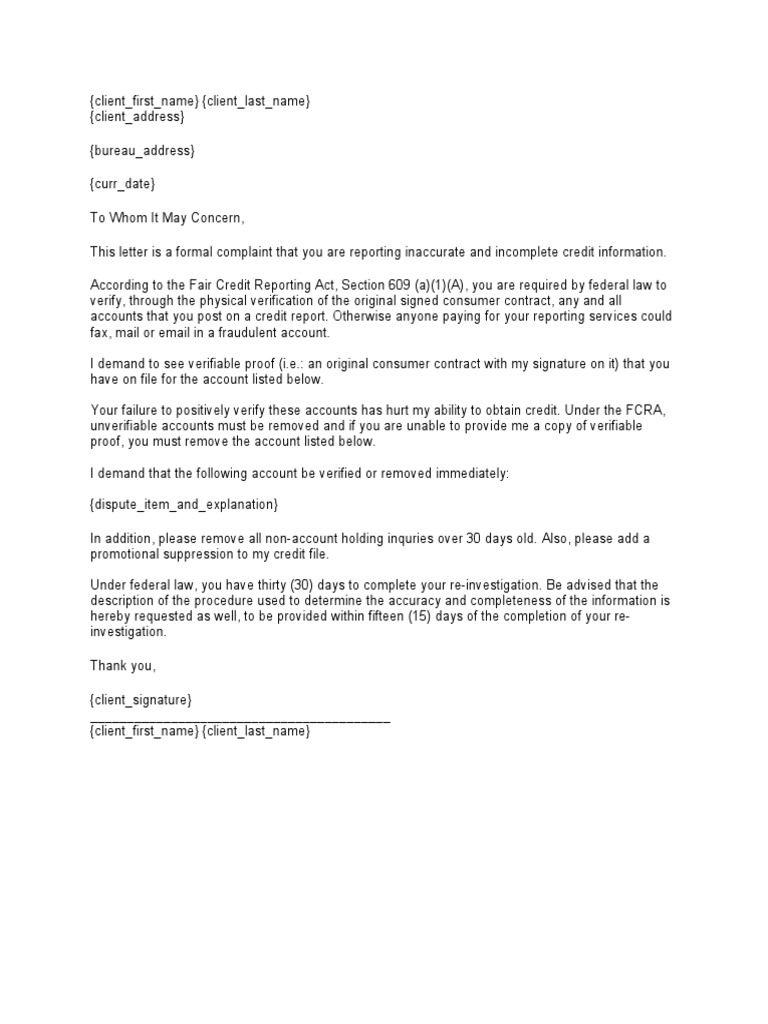 Validate Debt (609 Letter) | PDF