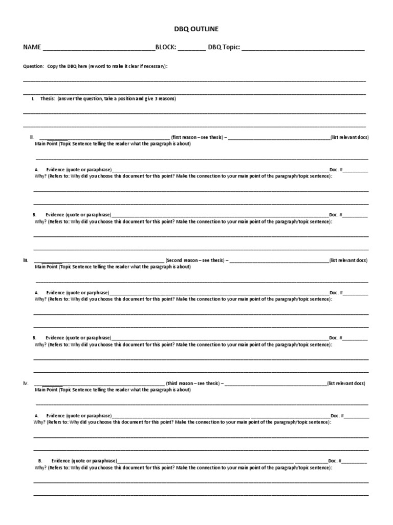 Immigration DBQ - Outline Option Templates | PDF | Writing | Written ...