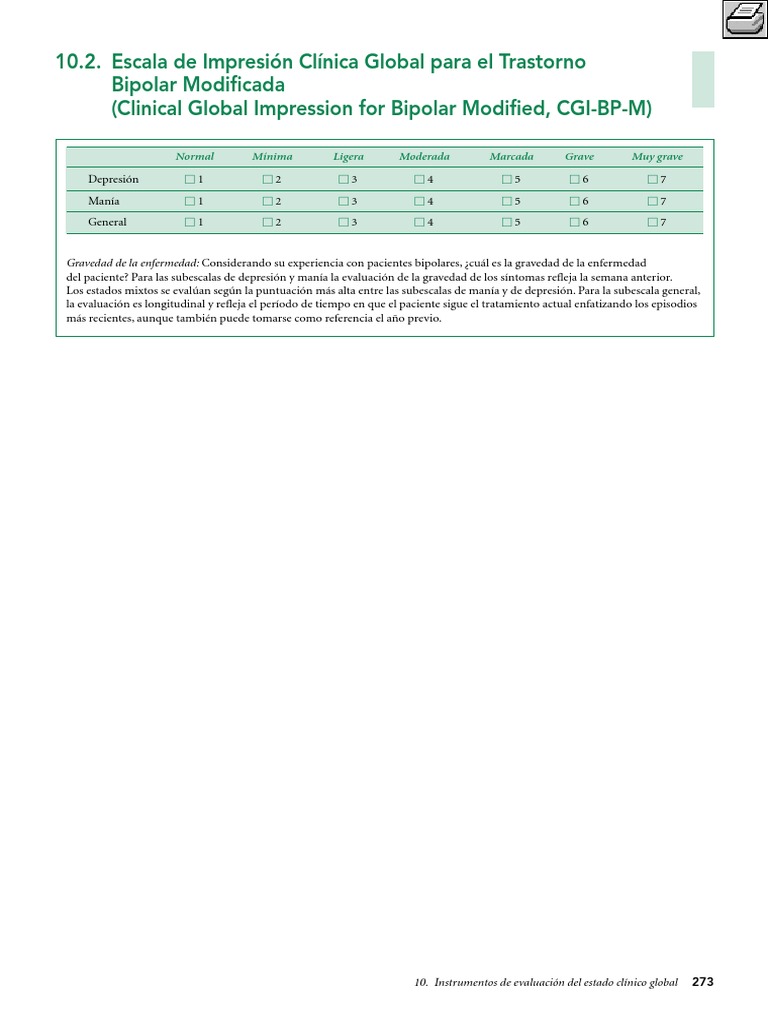 Escala de Impresión Clínica Global para El Trastorno Bipolar Modificada ...