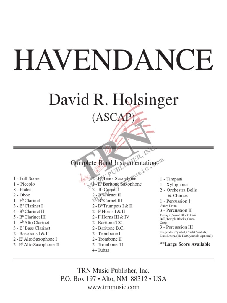 Havendance: David R. Holsinger | PDF | Saxophone | Music Production