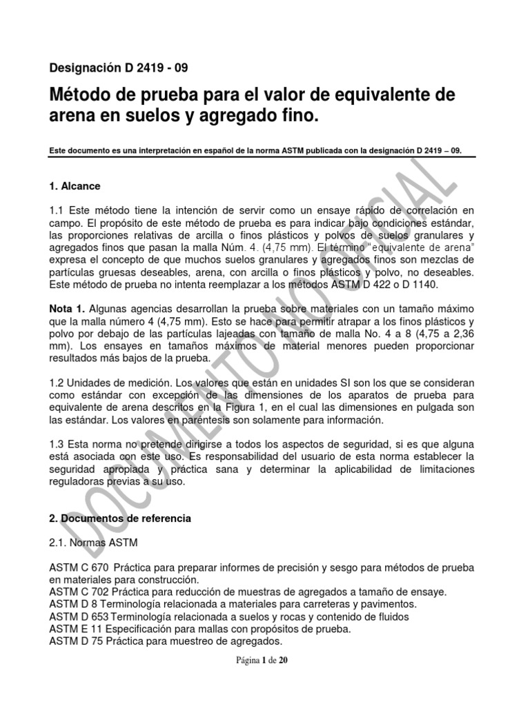 8.-Astm D 2419 | PDF | Agua | Suelo