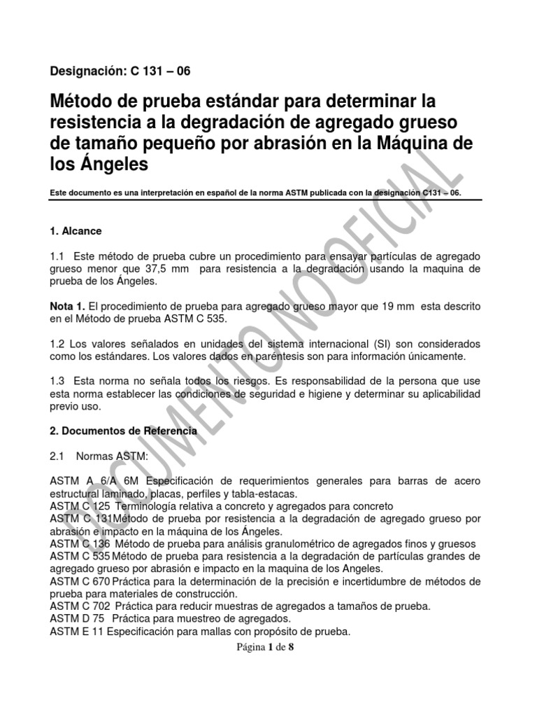 6.-Astm C131 | PDF | Acero | Tornillo