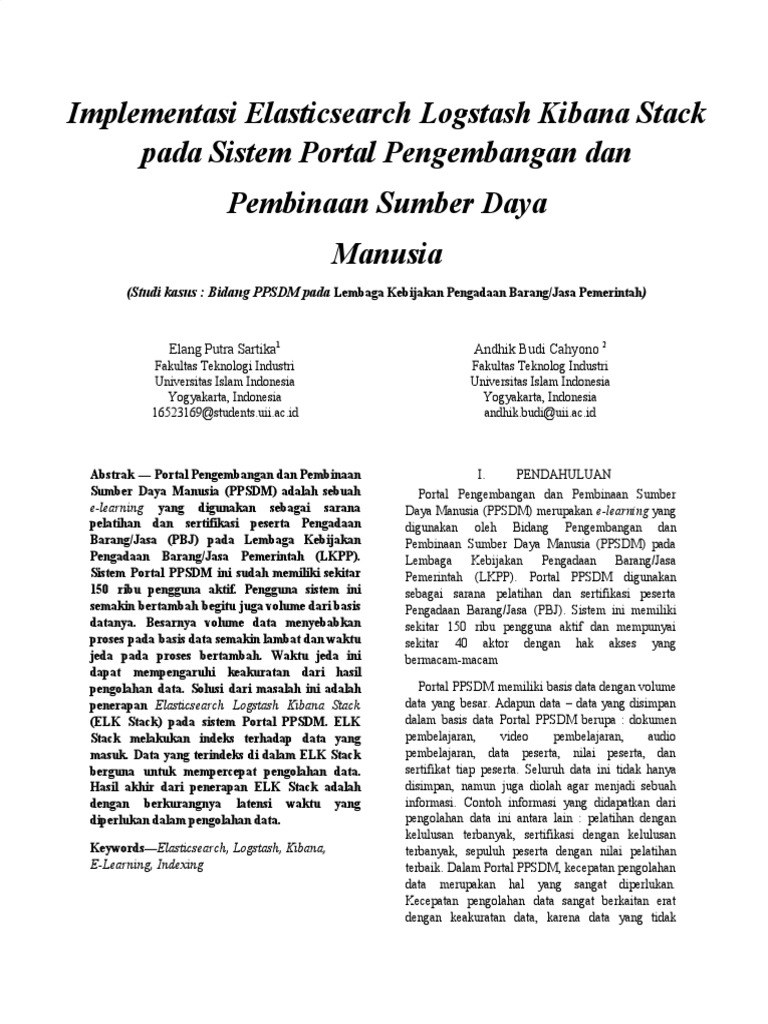 Implementasi Elasticsearch Logstash Kibana Stack Pada Sistem Portal Pengembangan Dan Pembinaan ...