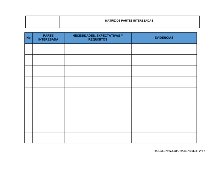 Matriz de Partes Interesadas (Plantilla 18 11 2020) | PDF