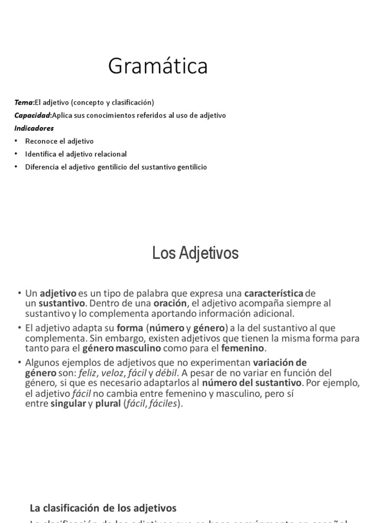3° El Adjetivo | PDF | Adjetivo | Género gramatical