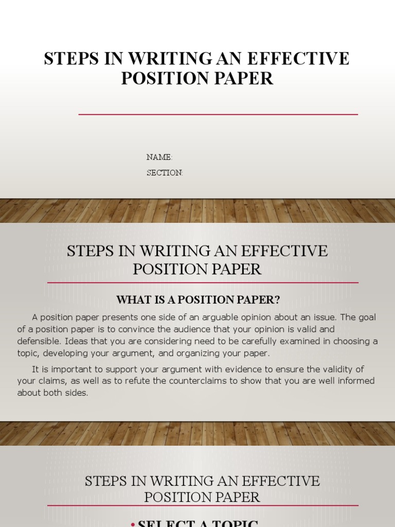 Steps in Writing An Effective Position Paper: Name: Section | PDF ...