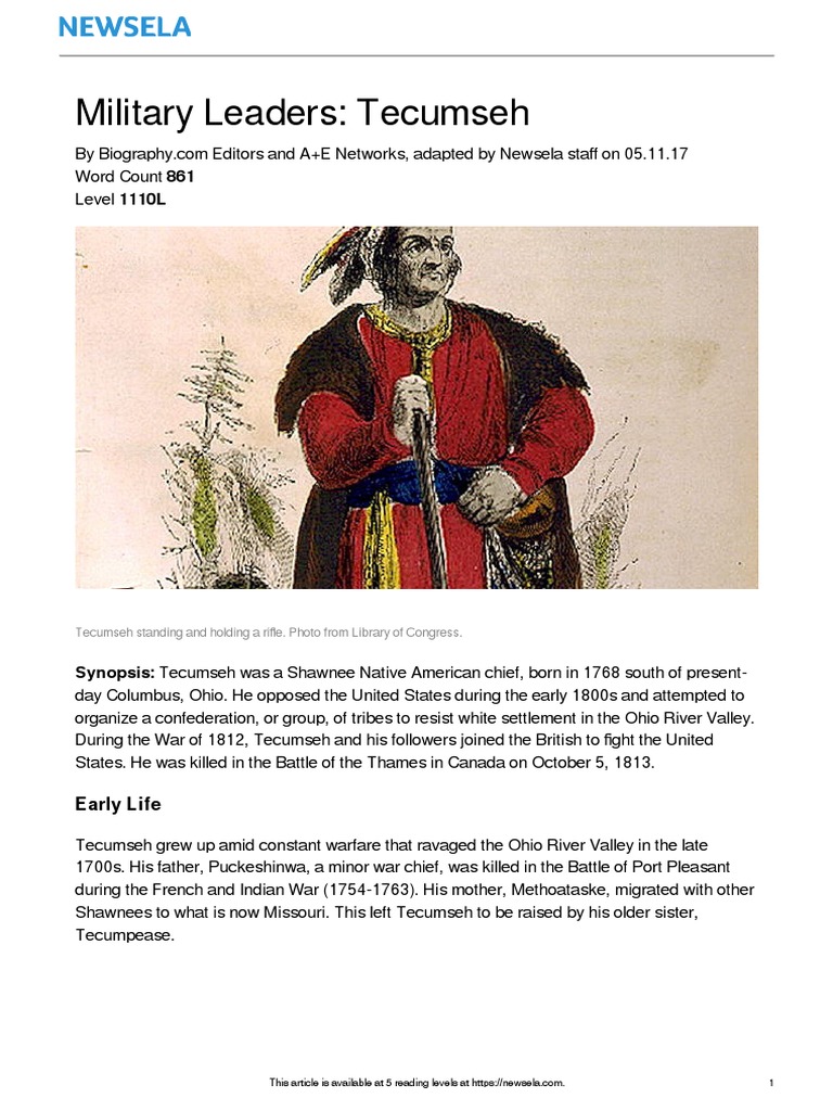 Military Leaders: Tecumseh: Early Life | Download Free PDF | Tecumseh ...