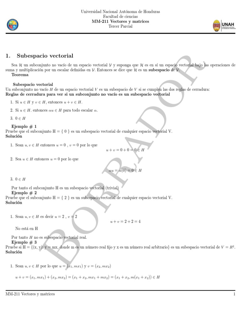 09.subespacios Vectoriales | PDF | Espacio vectorial | Subespacio lineal