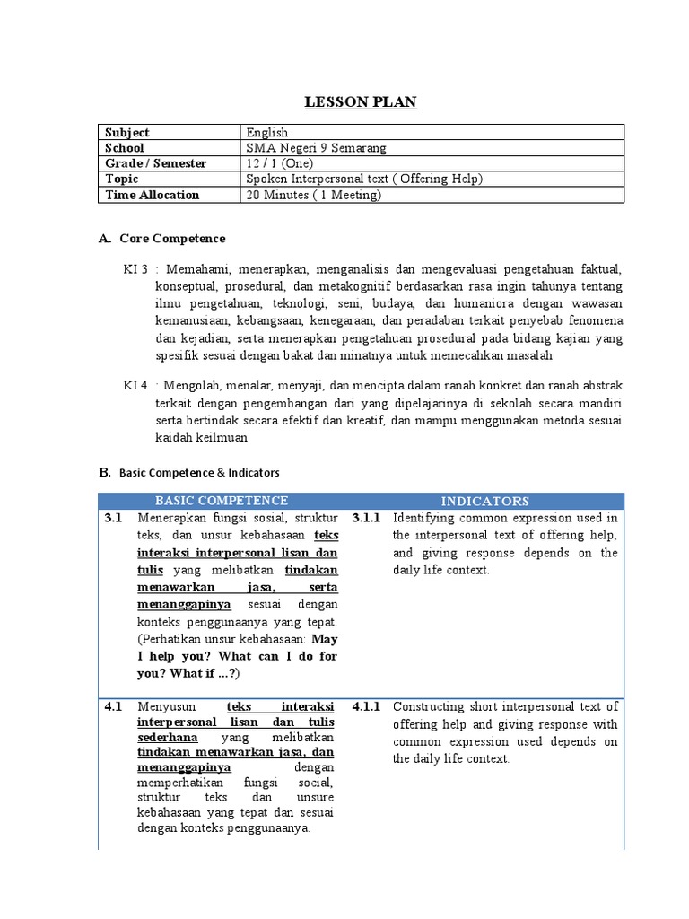 Lesson Plan Xii Offering Help | PDF Lesson Plan Xii Offering Help | PDF