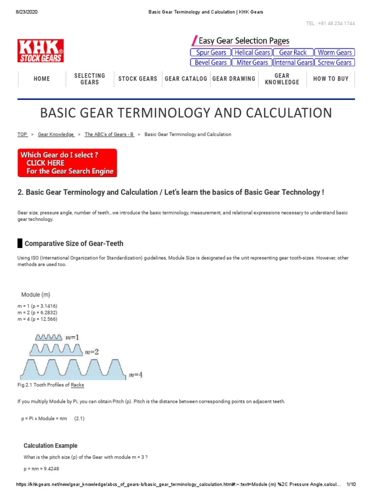 Basic Gear Terminology and Calculation | PDF | Gear | Wear