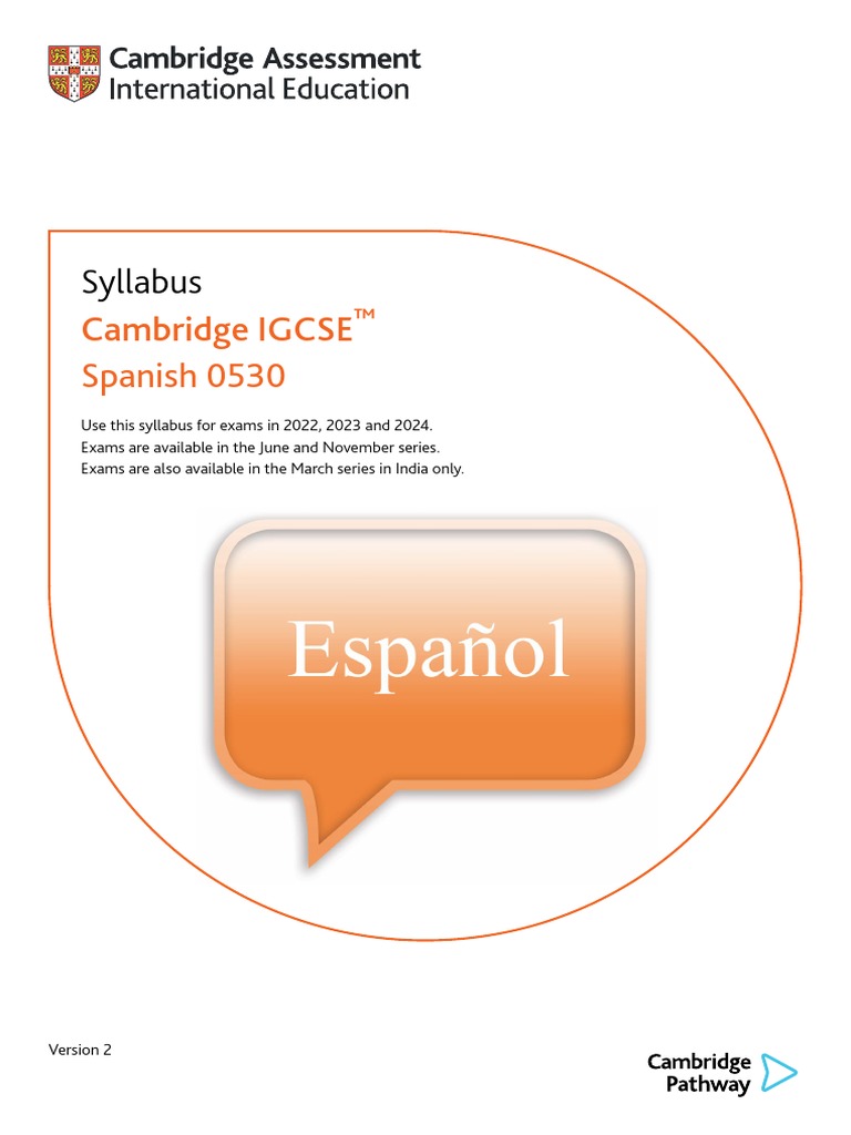 Syllabus: Cambridge IGCSE Spanish 0530 | PDF | Question | Test (Assessment)