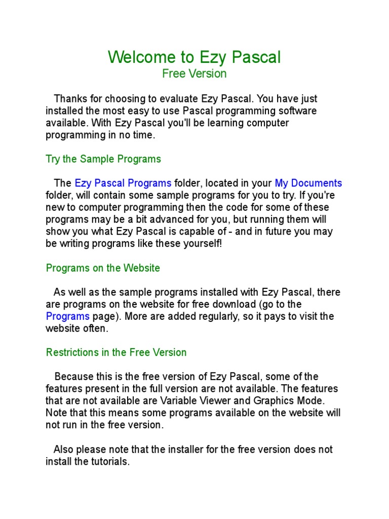 Ezy Pascal: Beginner's Guide | PDF | Computers