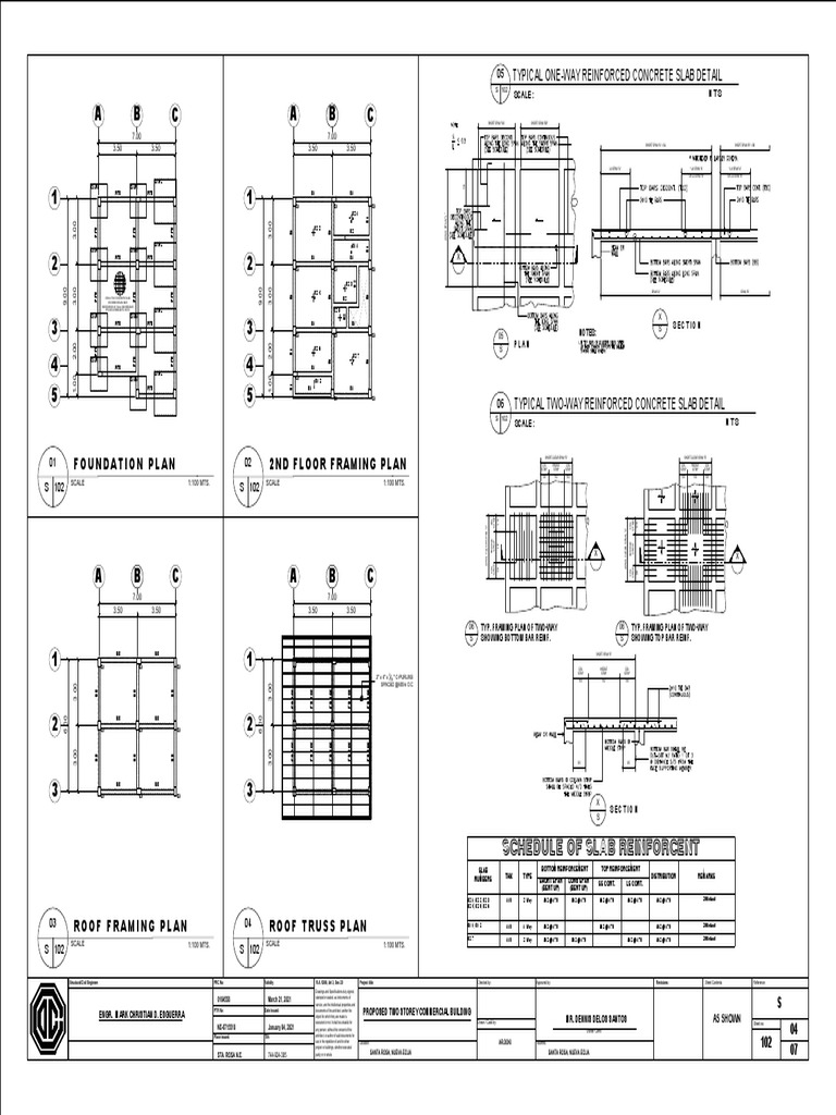 One-way reinforced concrete slab detail | PDF | Building Engineering ...