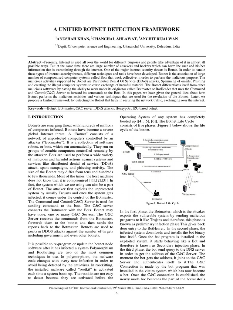 A Unified Botnet Detection Framework, Anushah Khan 2015 | PDF | Computer Law | Computer Networking