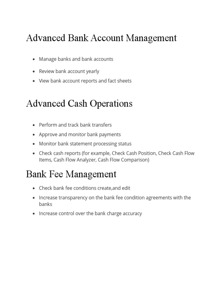 Advanced Bank Account Management | PDF | Market Liquidity | Cash