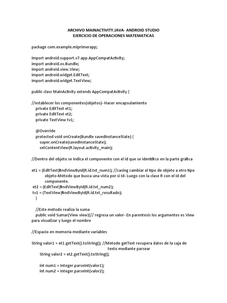 MainActivity-Java Operaciones | PDF