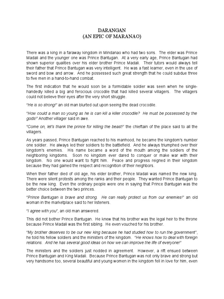 Darangan (An Epic of Maranao) | PDF | Unrest