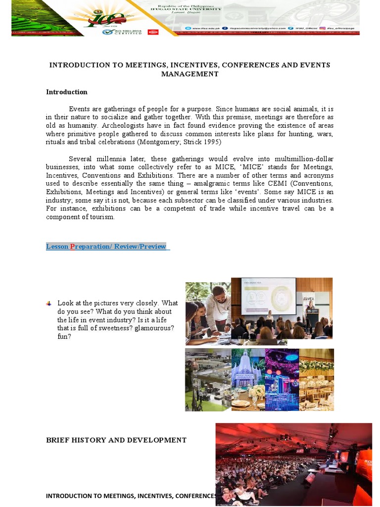 An Introduction to the Dynamic World of Meetings, Incentives ...