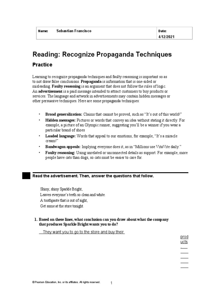 Sebastian Francisco - Recognize - Propaganda - Techniques - 11th ...