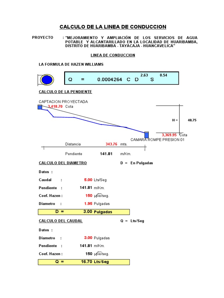 Calculo de Linea de Conduccion | PDF Calculo de Linea de Conduccion | PDF