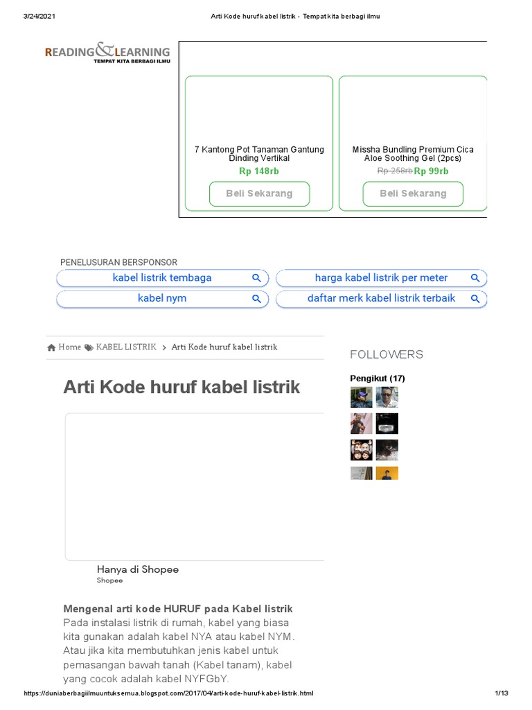 Arti Kode Huruf Kabel Listrik - Tempat Kita Berbagi Ilmu | PDF
