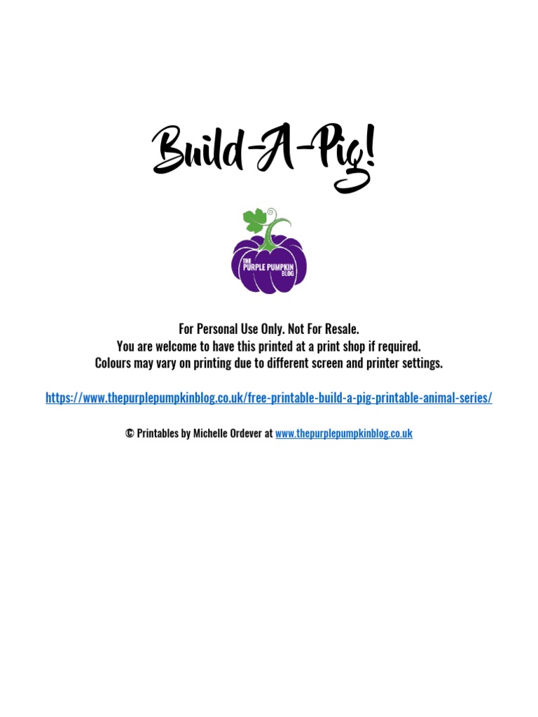 Free Printable Build A Pig Us Large | PDF