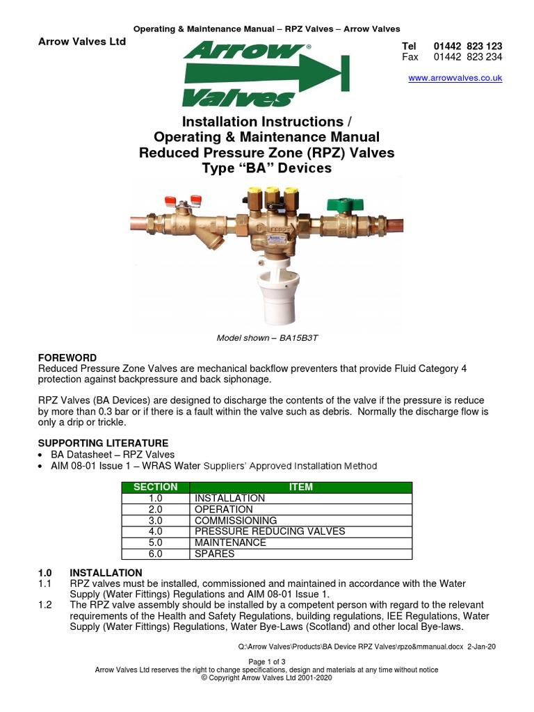 Installation Instructions / Operating & Maintenance Manual Reduced ...