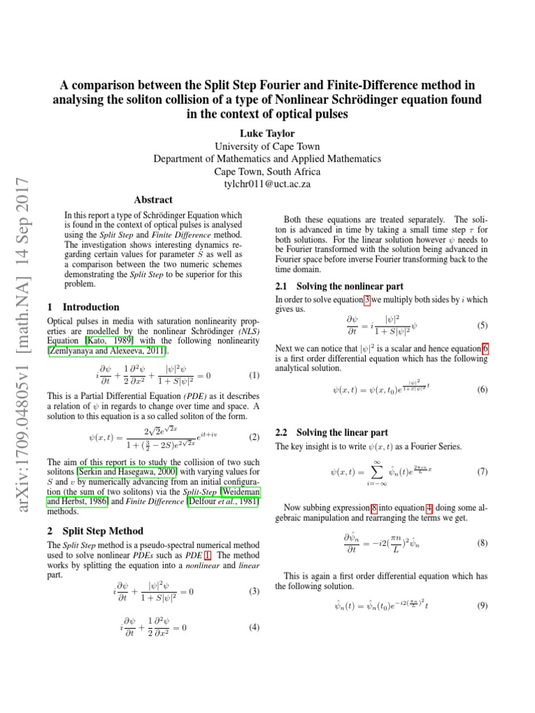 A Comparison Between The Split Step Fourier and Finite-Difference Method | PDF | Partial ...