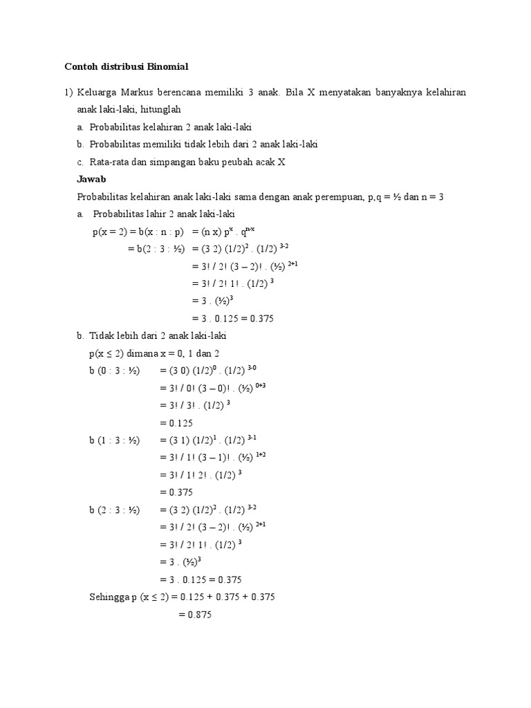 Contoh Soal Distribusi Binomial Dan Poisson | PDF