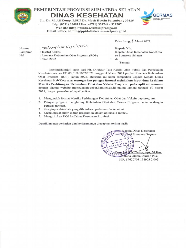 Surat Rop 2022 Provinsi | PDF